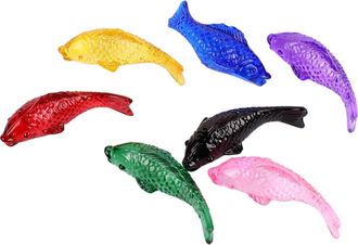 FOMIYES Aquarium Glasfische 7 St&uuml;ck Realistische Kleiner Fischfiguren aus Transparentem Glas Multifunktionale Dekoration f&uuml;r Teich und Wohnbereich Inklusive B