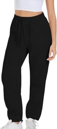 Generic Pantalon d&eacute;contract&eacute; &eacute;lastique taille femme avec poche pantalon de surv&ecirc;tement ample en polaire avec poches jambes larges droites jogging taille haute