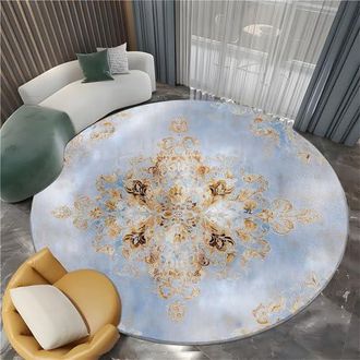 Generic Gris Tapis Rond Ancien Lavable, antid&eacute;rapant l&eacute;ger &agrave; Poils Courts Tapis Rond, imprim&eacute; Minimaliste Floral pour Salon Chambre &agrave; Coucher Cuisine entr&eacute;e 1