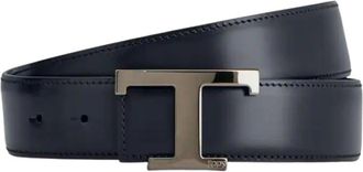 Tod's Homme, Accessoires, Bleu, Taille: 100 CM Ceinture en cuir double face avec boucle en T