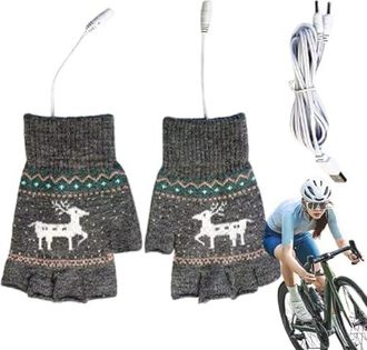 Generico Gants chauffants sans doigts - Gants chauffants USB pour femme, pour hiver, bureau, cyclisme, ext&eacute;rieur, course, camping, d&eacute;filement, conduite quotidi