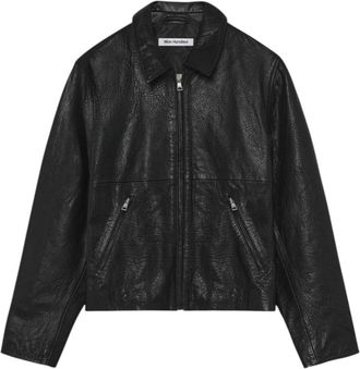 Won Hundred Homme, Vestes, Noir, Taille: M Zip Leather Jacket
