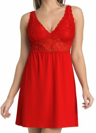 Teyli Nachthemd aus Viskose mit Spitze Gloria Plus Rot S