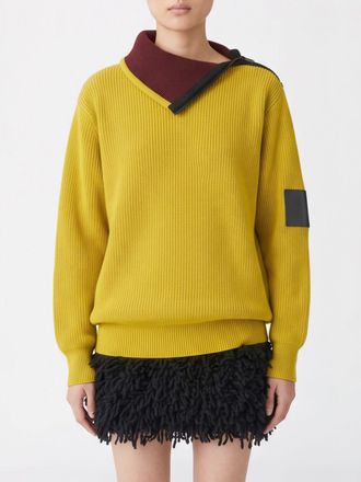 Loewe Lockerer Rollkragenpullover aus Wolle mit Seitenrei&szlig;verschluss und Patches