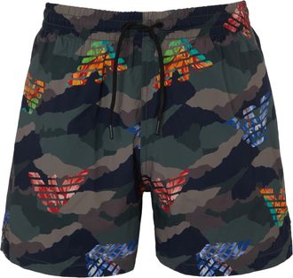 Emporio Armani Herren Mid Boxer Badehose, Camu Green/Eagles, XXL