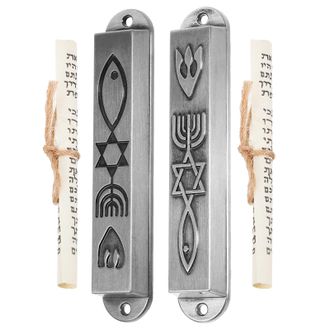 BESPORTBLE Angoily 2 St&uuml;ck Vintage Mezuzah Metall Ornamente mit Biblischen Versen Dekorative J&uuml;dische T&uuml;rschilder f&uuml;r Haussegen Leichte Retro Dekoration f&uuml;r Wohn