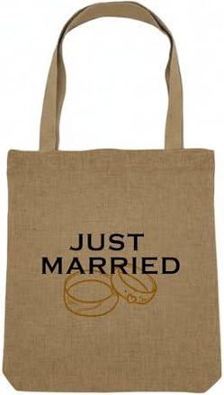 Fabulous Sac Shopping Tote Bag Aspect Lin - Just Married Mariage Mari&eacute;e Alliances Fianc&eacute; - Sac de Courses Toile Epaisse 360g Beige Naturel Cabas Port&eacute; Epaule S