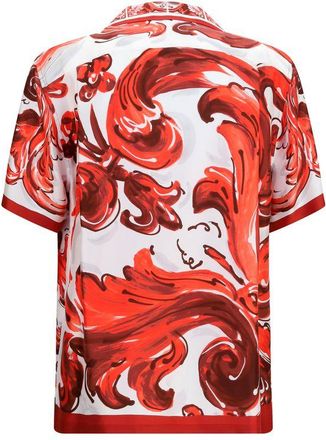 Dolce & Gabbana Majolica-Print Silk Shirt - Red