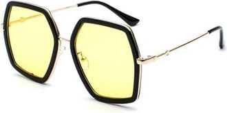Generic Lunettes de soleil hommes et femmes grand cadre vacances f&ecirc;te plage conduite lunettes de soleil(Yellow)