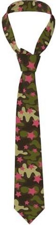 Generic Cravate Pour Hommes Camouflage Vert &Eacute;toiles Roses Formelle Tie Fine Cravate Pour Homme Pour Affaires Mariage Travail