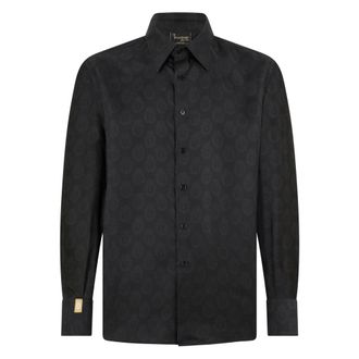 Billionaire Boys Club Homme, Chemises, Noir, Taille: 2XL Chemise Or Soie Coupe All-Over Crest