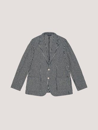 Circolo 1901 Striped Boucl&eacute; Simple Jacket Blu Navy 19559 / 50