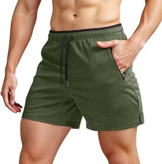 Generic Short de course pour homme avec poches zipp&eacute;es, pour gym, entra&icirc;nement sportif, 12,7 cm, Vert arm&eacute;e., XXL