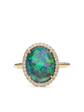 WHITEbIRD 18K recycled gold Diana opal and diamond ring - Vert