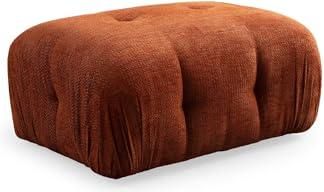 Atelier Del Sofa Stylish Orange Pouffe with Beech Wood Frame, 95x65x75 cm | Soft 100% Polyester Fabric, Includes Pillows, Black Plastic Legs | Perfect for Modern Livin