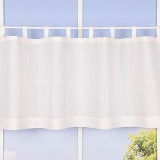 Sch&ouml;ner Leben Bio Schlaufenbistro halbtransparente Scheibengardine aus Bio Baumwolle mit Leinenstruktur wollwei&szlig; 150x50cm