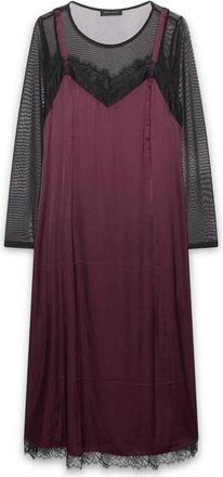 Fiorella Rubino Slip-Kleid aus Stretch-Satin mit T&uuml;ll- und Spitzeneins&auml;tzen - - Dresses - Damen - Rot - S