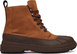 Tommy Hilfiger Schn&uuml;rschuhe Tommy Hilfiger Outdoor Rubber Lth Boot Wpm FM0FM05957 Braun
