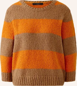 Oui Pullover Mit 3/4-Arm braun