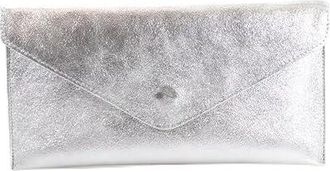 Generic Pochette en daim italien pour femme, enveloppe métallique, sac à main pour soirée, Argenté., Medium Clutch
