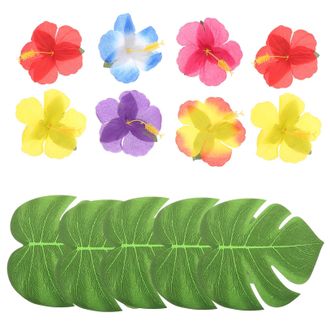 PartyKindom Hawaiianisches Luau-Set - Tropische Bl&auml;tter Und K&uuml;nstliche Frangipani-bl&uuml;ten - 60-teiliges K&uuml;nstliches Partyzubeh&ouml;r F&uuml;r Tafelaufs&auml;tze