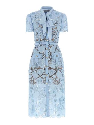 Self Portrait Robe Au Genou - Bleu Clair