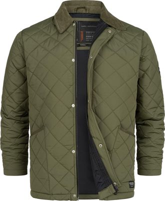 Indicode Herren INDram Steppjacke mit Cordkragen und Rautensteppung | Daunenjacke für Männer Army, XXL