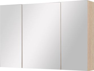 Kleankin Spiegelschrank Badhängeschrank Wandschrank Badschrank mit Spiegel Weißeiche B90 x H60 x D13,5 cm