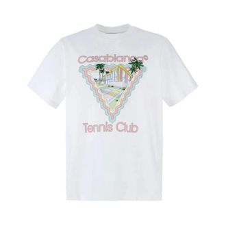 Casablanca Homme, Tops, Blanc, Taille: XL Maison de Reve Tennis Club Print T-Shirt