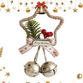 Generico Star Bells Weihnachtskranz, f&uuml;nfzackiger Schleifen-Ornament, 2025, h&auml;ngende Glockenanh&auml;nger f&uuml;r Baum, Wand, T&uuml;r, Wohnzimmer, Schlafzimmer, Garten, Par