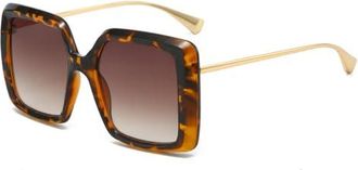 Generic Lunettes de soleil surdimensionnées à double dégradé de couleur pour femmes, nuances de mode UV400, lunettes de soleil punk, thé léopard 2026