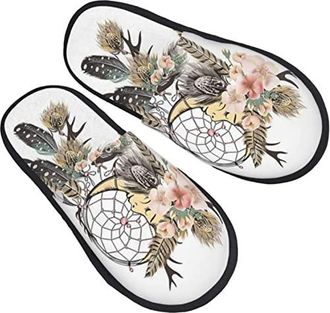 Generic Chaussons Femme Homme Attrape-R&ecirc;ves Avec Fleur De Rose Chaussures Chaude Maison Pantoufles Confort Pantoufles En Peluche Pour Voyager Int&eacute;rieur Ext&eacute;ri