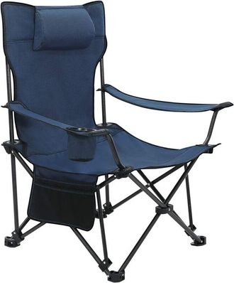 Woltu Woltu - Chaise de camping avec appui-t&ecirc;te amovible - Tissu oxford 600D - Dossier r&eacute;glable - Poche de rangement et porte-gobelet - Charge 150 kg - Sac