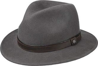 Lierys Chapeau en Feutre de Laine Sargent Femme/Homme - pour Homme Femme Pluie avec Bandeau Cuir Hiver Automne-Hiver - M (56-57 cm) Gris