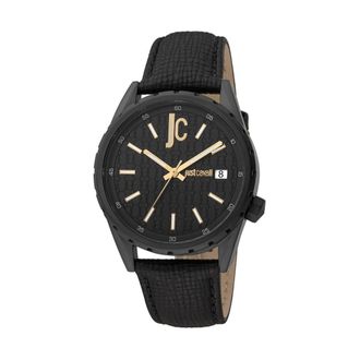 Just Cavalli Homme, Accessoires, Noir, Taille: ONE Size Montre Analogique en Cuir Noir pour Homme