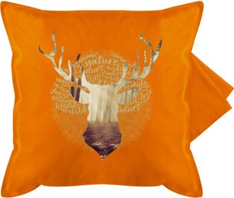 Shirtracer Kissenbezug - Dekoration Kissen - Hirsch Motiv Geschenk J&auml;ger I Hirschgeweih Tracht - 50 x 50 cm - Orange - hirschkissen Oktoberfest-Design Jaeger kis