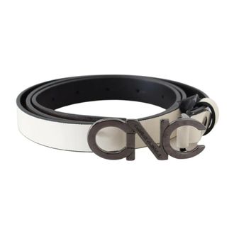 Costume National Italienischer Leder Metallic Grauer Modeg&uuml;rtel - - Accessories - Damen - Wei&szlig; - ONE SIZE