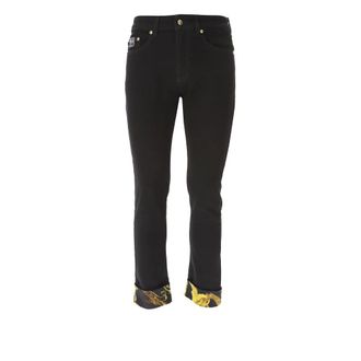 Versace Jeans Couture Homme, Jeans, Noir, Taille: W30 Jeans à Revers Baroque Couture Aquarelle
