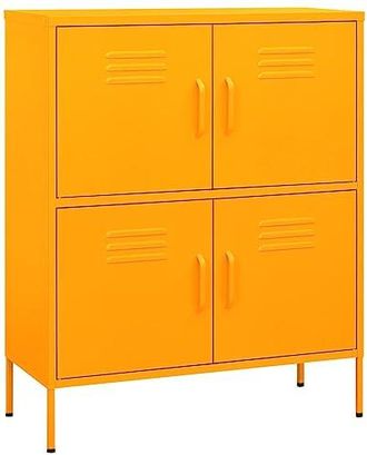 vidaXL Armoire de Rangement Buffet Armoire Lat&eacute;rale Meuble de Rangement Salon Salle de S&eacute;jour Int&eacute;rieur Jaune Moutarde 80x35x101,5 cm Acier
