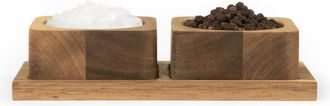 Salter Salter BW12782EU7 Toronto Salz & Pfefferpinselpot-Set - enthält 2 Töpfe mit Ablagefach, langlebiges Akazienholz, Holzsalz-Schwein, Salz- und Pfeffersc