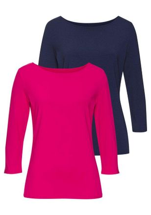 Lascana 3/4-Arm-Shirt (2er-Pack) aus elastischer Baumwoll-Modal-Qualit&auml;t