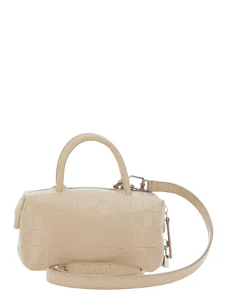 Max Mara Womens Handbag Holdall Beige Crocodile-Embossed Leather Lambskin Handbags Hand Bags
