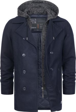 Indicode Herren Cliff Kurzmantel mit Stehkragen | Wollmantel Herrenmantel Mantel Navy, XXL