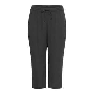 Kaffe Curve Schwarze Cropped Hose mit Elastischem Bund - - Trousers - Damen - Schwarzk - XL