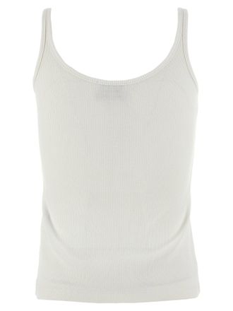 Off-white Logo-Embroidered Ribbed Stretch Cotton Tank Top - White