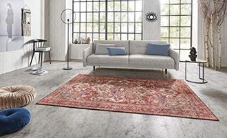 Nouristan Asmar Teppich - Wohnzimmerteppich Orient-Touch Detailiertes Muster Florales Kurflor Flachgewebe Teppich für Esszimmer, Wohnzimmer, Schlafzimmer - Orie