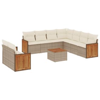 vidaXL Vidaxl - Set Divano Da Giardino 10 Pz Con Cuscini Beige In Polyrattan