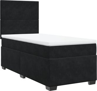 vidaXL Vidaxl - Giroletto A Molle Con Materasso Nero 100x200 Cm In Velluto