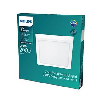 Philips Plafonnier LED SLIM SURFACE, carré, 20W, Blanc