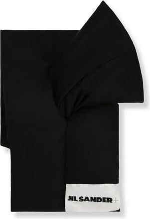 Jil Sander Tücher & Schals - Matte Cotton Logo Scarf - Gr. unisize - in Schwarz - für Damen